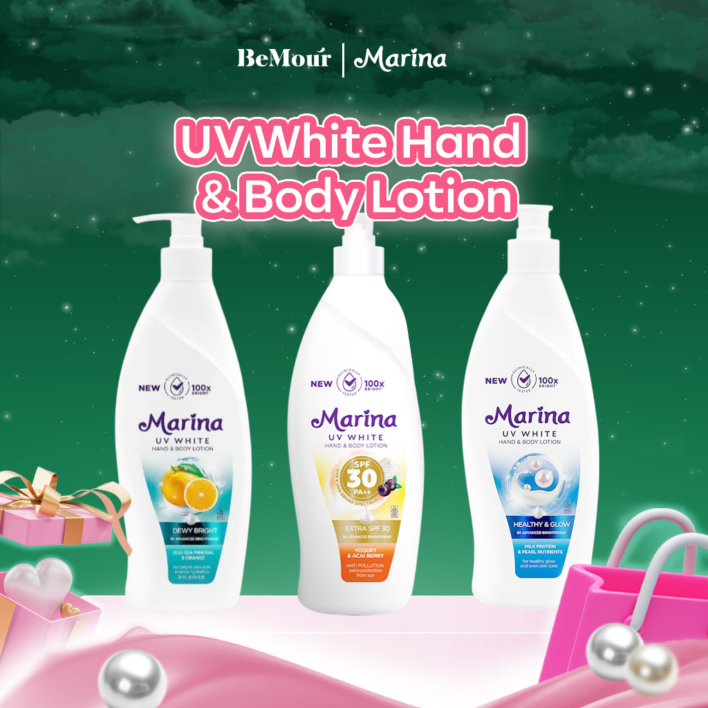Jual MARINA - UV WHITE HAND & BODY LOTION PUMP ( 350 ml ) - Pelembab ...