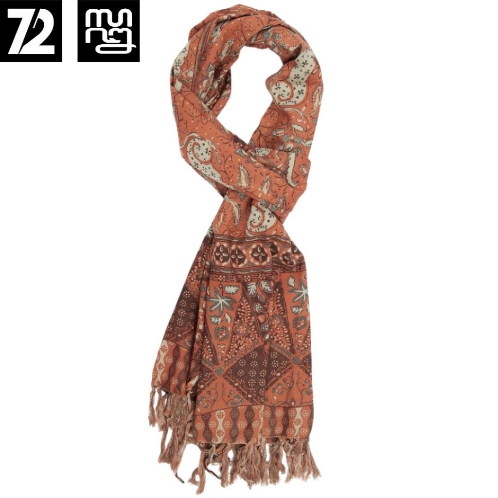 Jual Syal Batik Scarf Premium Motif Kupu Warna Orange Oren 725421 CAP ...
