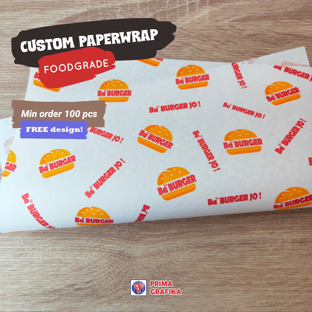 Jual [Min 100 pcs] CUSTOM Kertas Roti Foodgrade - Paperwrap / Kertas ...