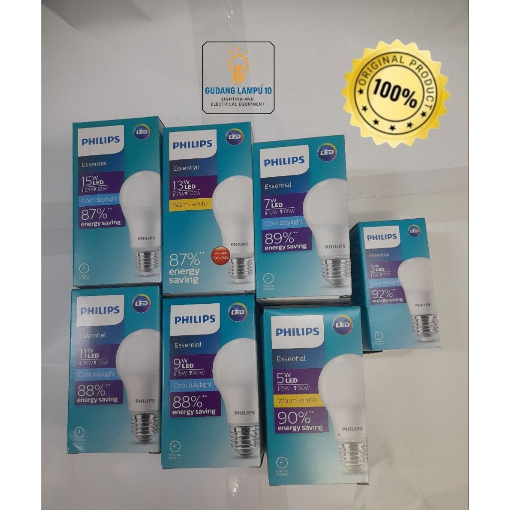 Jual Lampu Philips LED Bulb Essential 3,5,7,9,11,13 Dan 15 Watt | Shopee Indonesia