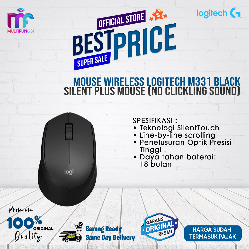 Jual Mouse Wireless Logitech M331 Black - Silent Plus Mouse (No ...