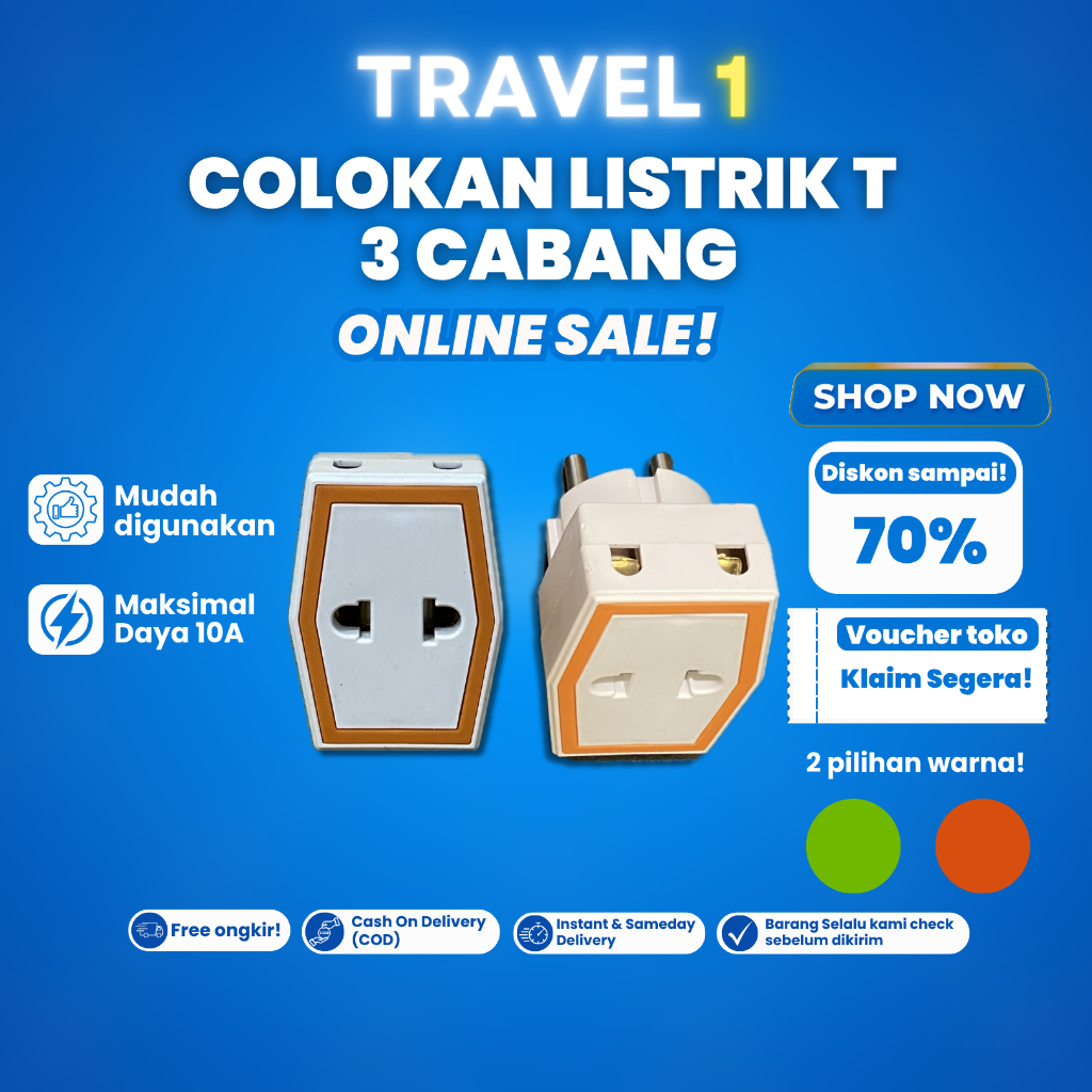 Jual Colokan Listrik T cabang 3 lobang, Cabang Colokan Listrik 3 Lobang ...