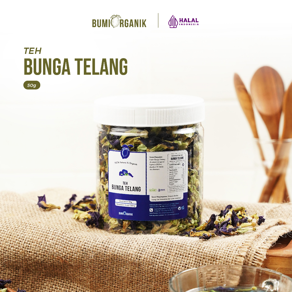 Jual TEH BUNGA TELANG KERING SEGAR ORGANIK 50G BUMI ORGANIK / BUTTERFLY ...