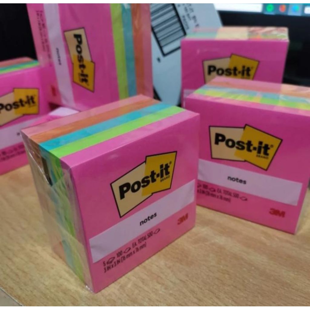 Jual post it 654- 5AN 3M 5 warna (76mm x 76mm) | Shopee Indonesia