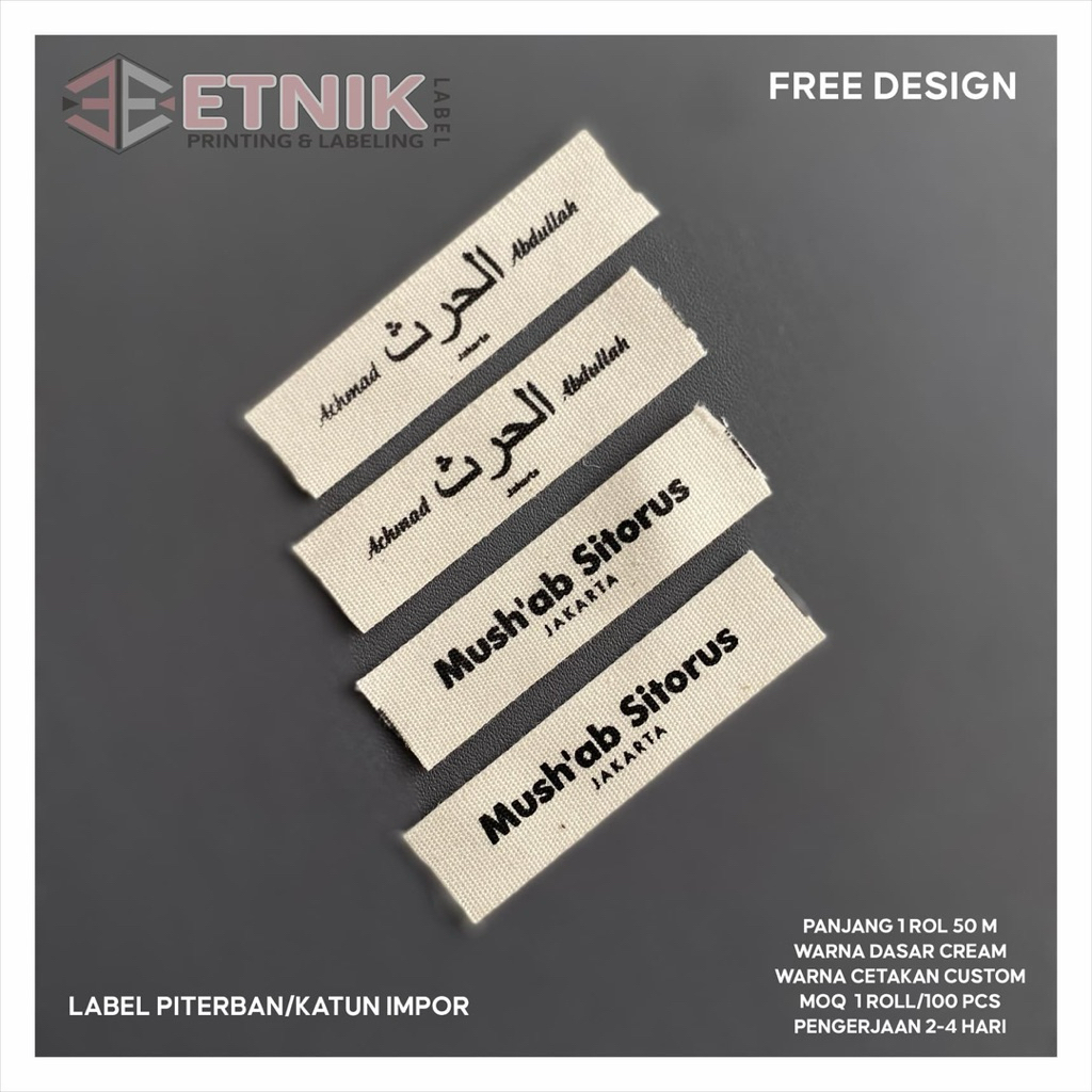 Jual BISA ORDER MULAI 100 PCS. piterban import / label baju / label ...