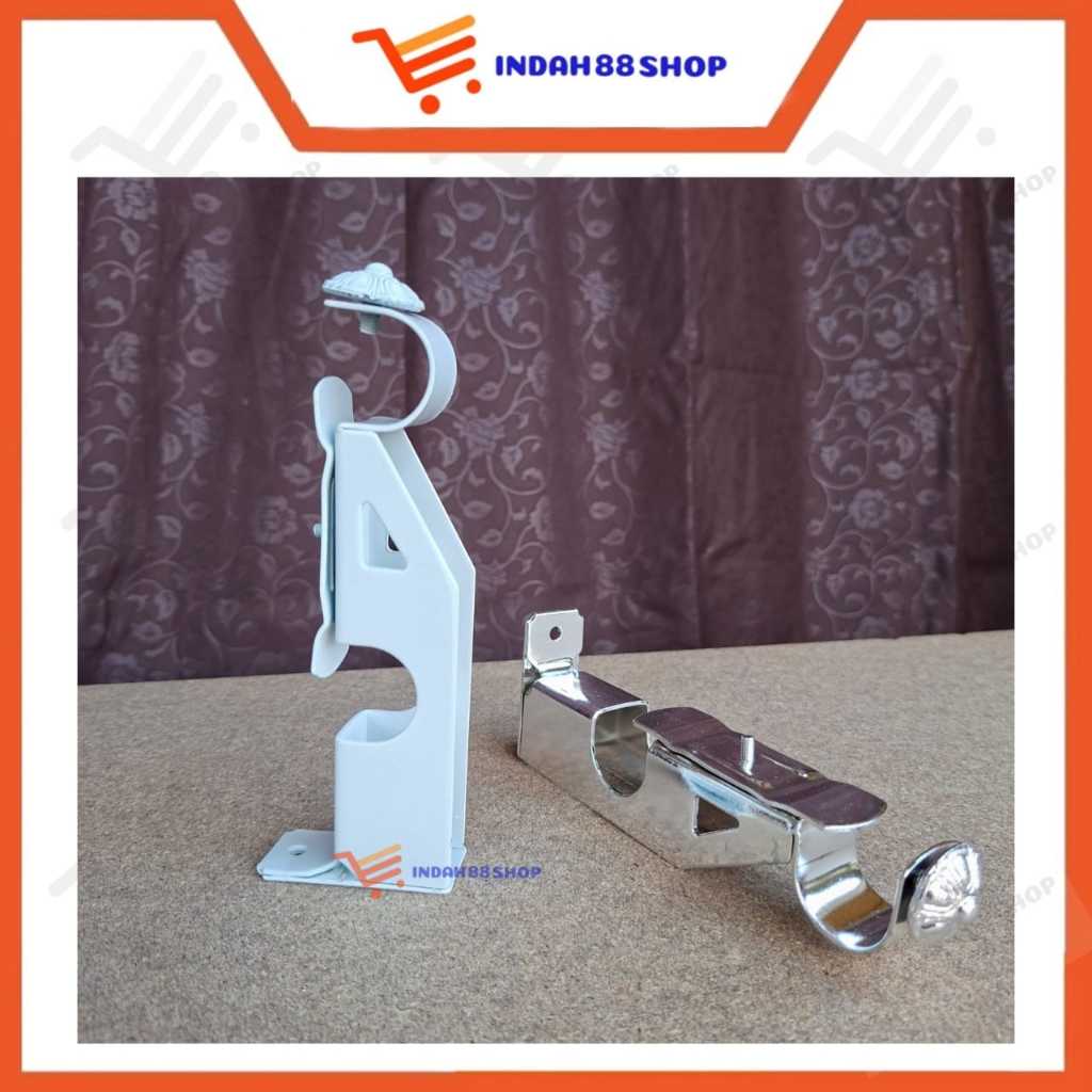Jual Bracket Tiang Pipa Gorden / Penyangga Kaki Rollet Rel Tiang Gorden ...