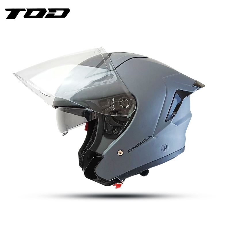 Jual HELM PRIA WANITA DEWASA HALFFACE DOUBLE VISOR TOD OMEGA KACA FLAT ...