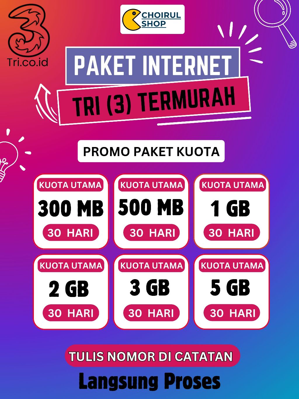 Jual Paket Data Tri 30 Hari / Kuota Data Tri | Shopee Indonesia