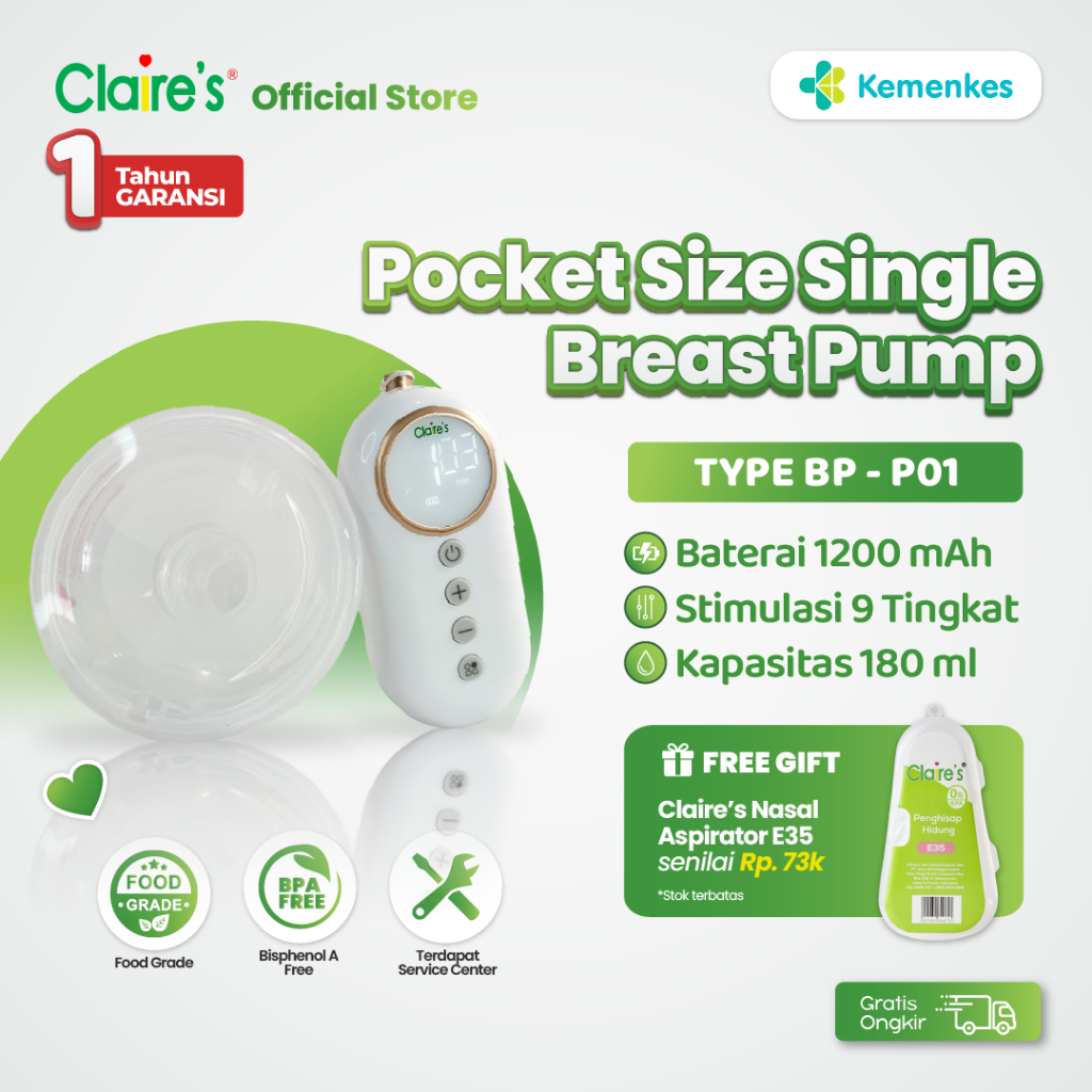 Jual Pompa Asi Elektrik P-01 | Pocket Size Single Breast Pump Bp-P01 Free Nasal Aspirator E-35 ...