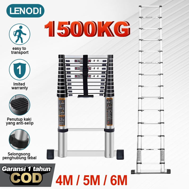 Jual LENODI Tangga Lipat Aluminium 5M / Telescopic Ladder 6 M /8 M / 4 ...