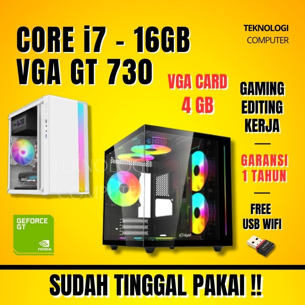 Jual Core i7 | RGB | VGA 4 GB | PC Only | Gaming Editing Rendering | CPU Komputer Rakitan | 2 ...