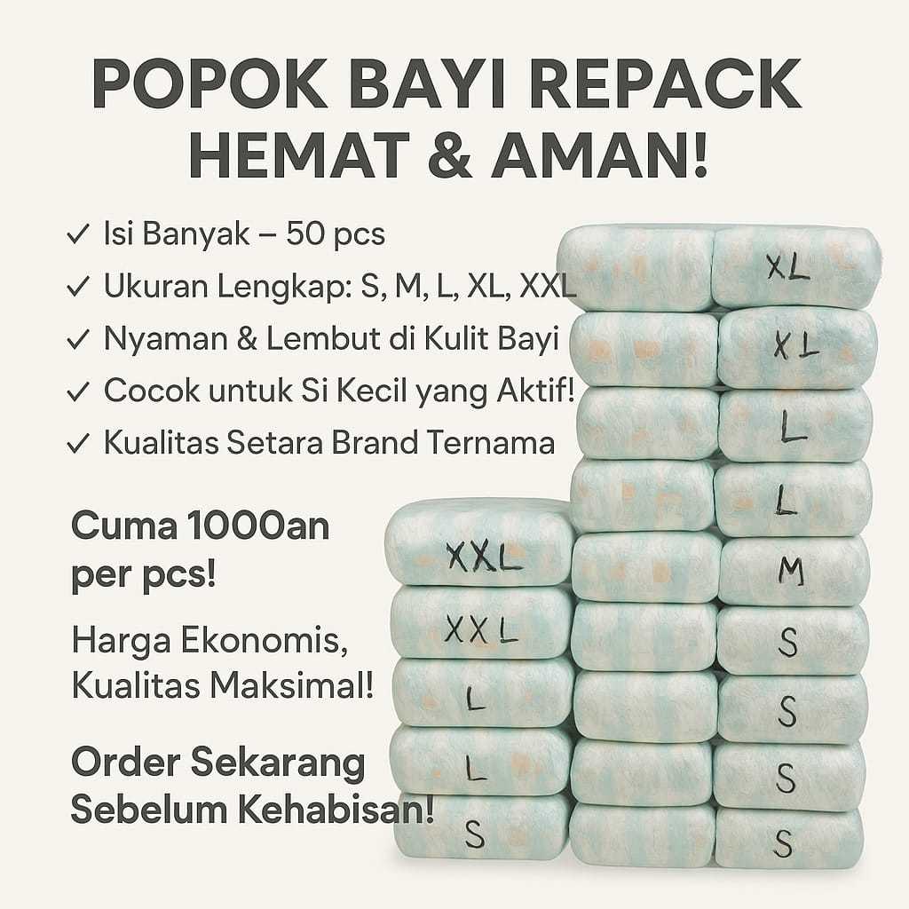 Jual Popok Bayi kemasan ulang (repack) termurah size lengkap, isi paket ...