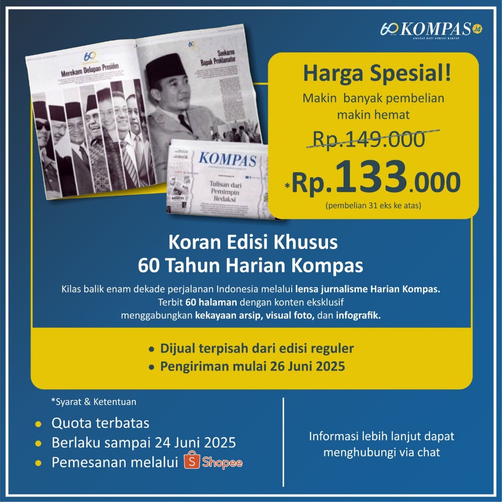 Jual Pre-Order Edisi Khusus Koran Kompas 60 Tahun + Akses Kompas.Id 12 ...