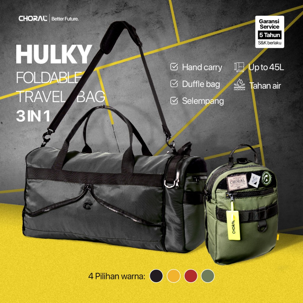 Jual Choral Hulky Travel Bag | Tas Travel 3 in 1 | Tas Koper Cabin Size ...