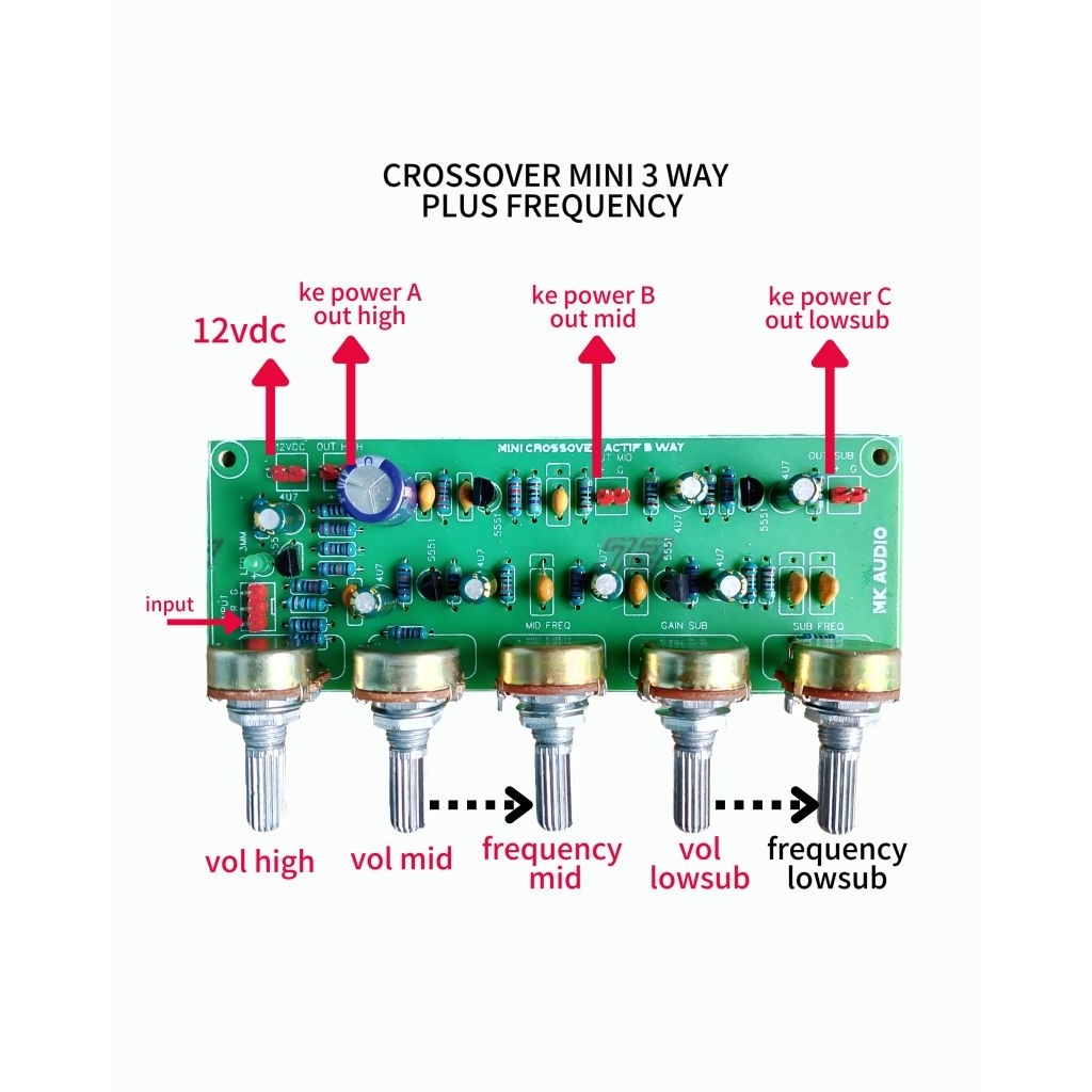 Jual kit crossover mini 3 way +frequency DC 12V non ct | Shopee Indonesia
