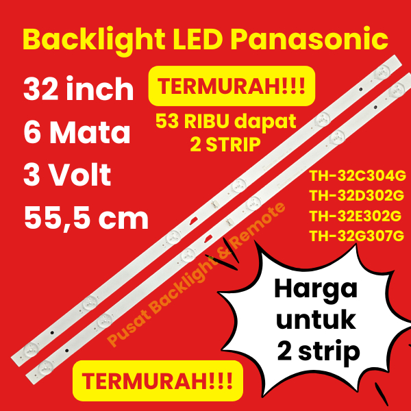 Jual BACKLIGHT LED TV PANASONIC 32 INCH 6 MATA 3 VOLT TH32C304G ...