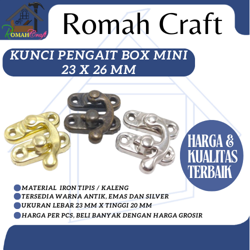 Jual Kunci Pengait Box Mini 23 x 26 mm Kuncian Peti Hantaran Kayu Size ...