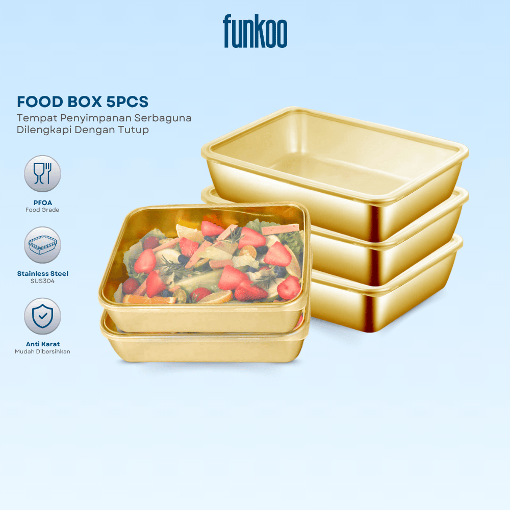 Jual Funkoo Food Box Gold Stainless Steel 304 Food Container Tempat ...