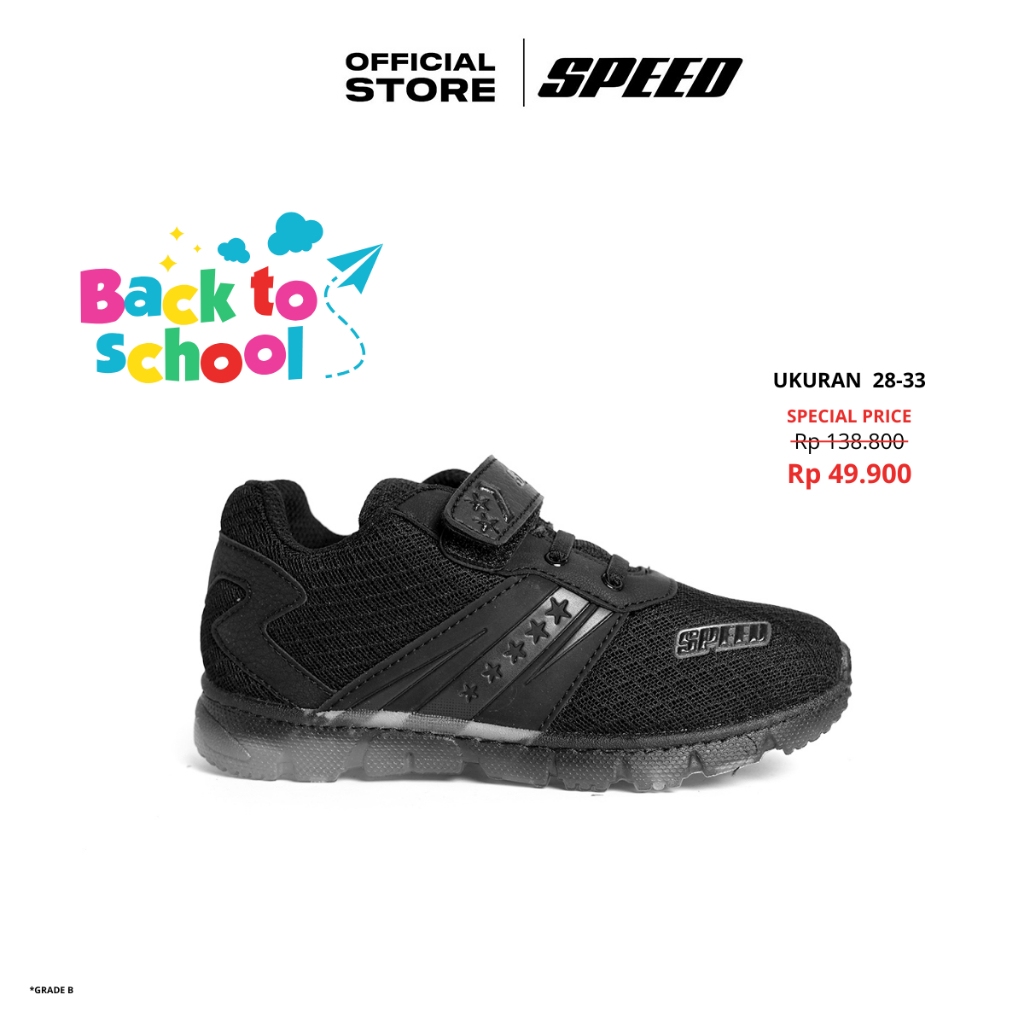 Jual Speed - Sepatu anak - Futura L Series full hitam - Sepatu sekolah ...