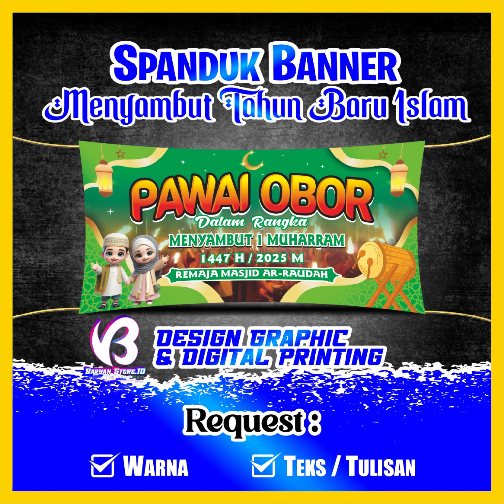 Jual Spanduk Banner Menyambut Tahun Baru Islam Pawai Obor Anak Lucu ...