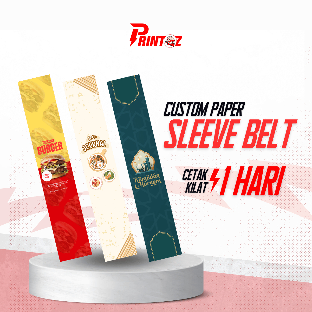 Jual Cetak Belt Kemasan Makanan, Custom Paper Sleeve Belt, Paper Sleeve ...