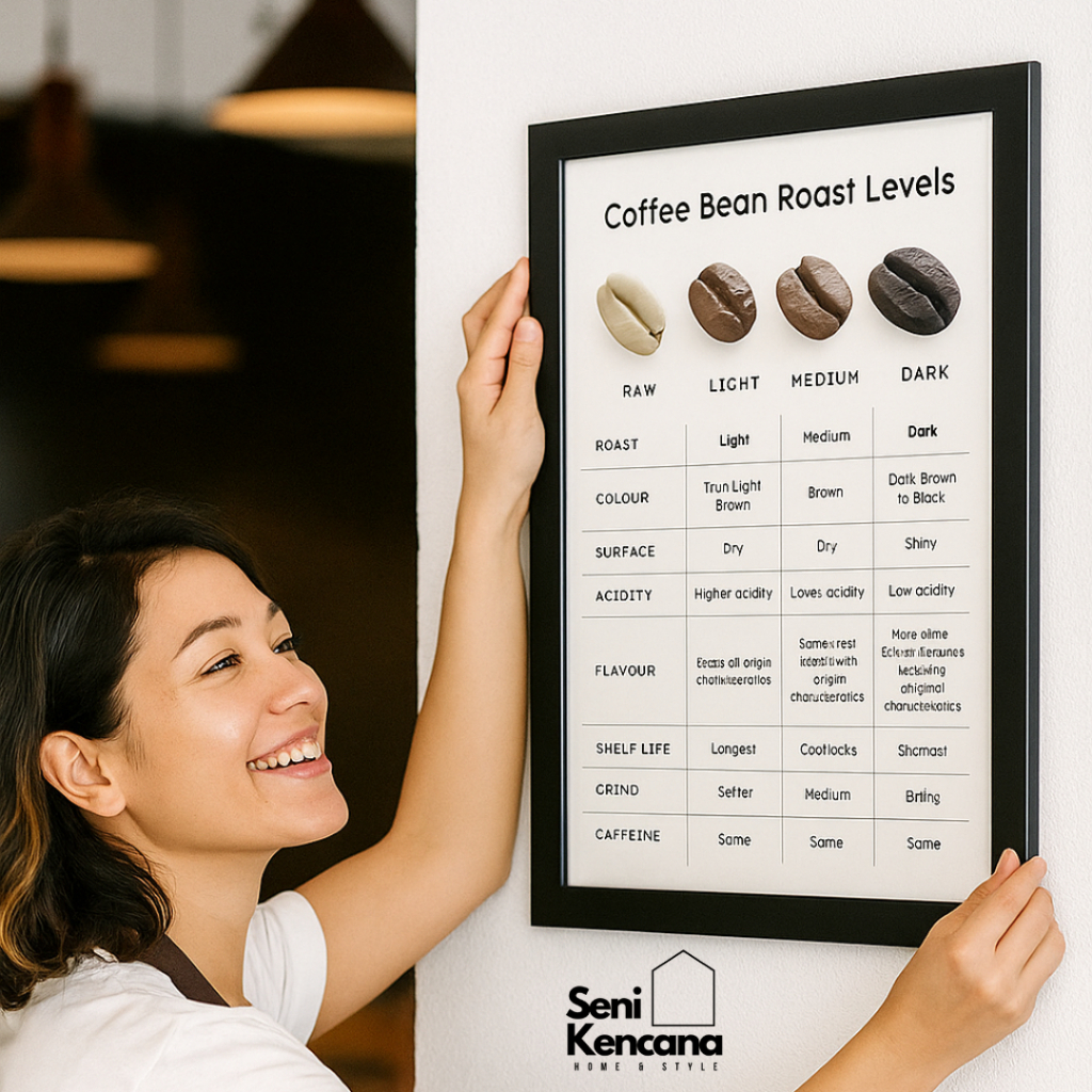 Jual Poster Kopi Coffee Bean Roast Level A2 - Edukasi Ilmu Barista & Roaster + Bingkai Kayu ...