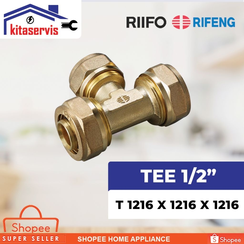 Jual TEE kuningan 1/2" inch MERK RIFENG Sambungan Pipa Air Panas ...