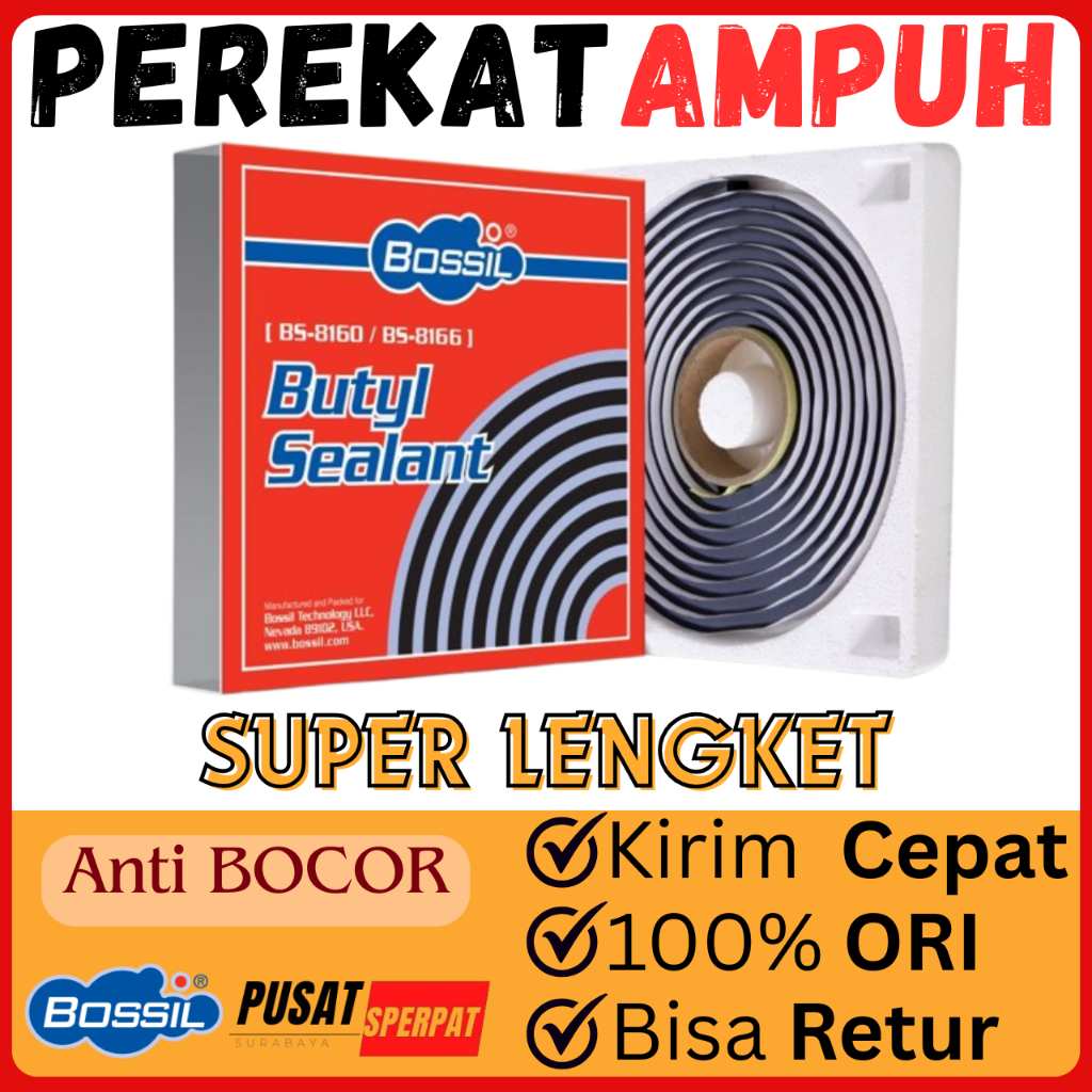 Jual BOSSIL - LEM KACA OBAT NYAMUK BUTYL SEALANT KUAT LENTUR TAHAN AIR ...
