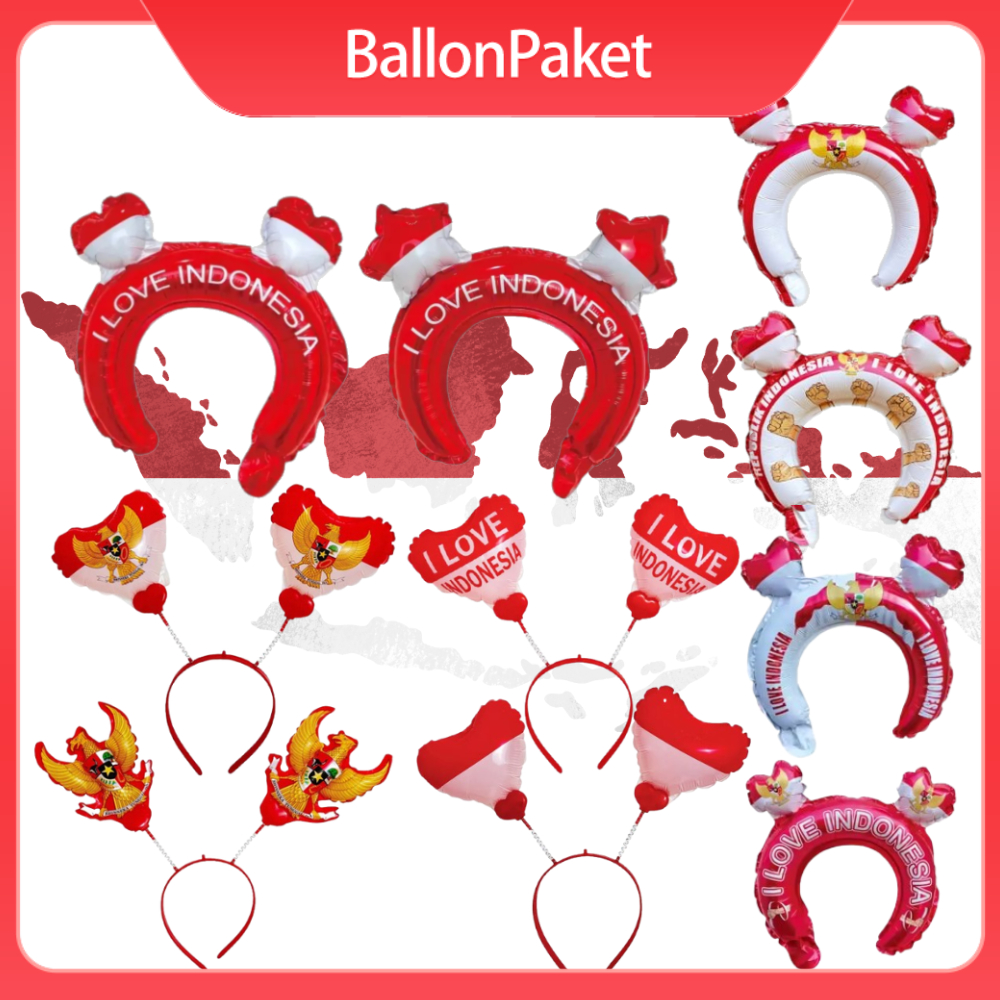Jual Balon Bando Merah Putih I love Indonesia / Bando Merah Putih ...