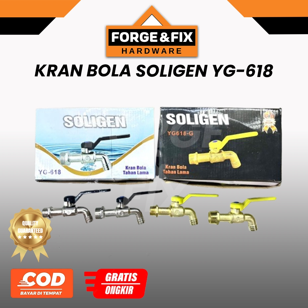 Jual SOLIGEN Kran Keran Bola Tembok Cor Hitam/Gold Besi YG-618 1/2 3/4 ...