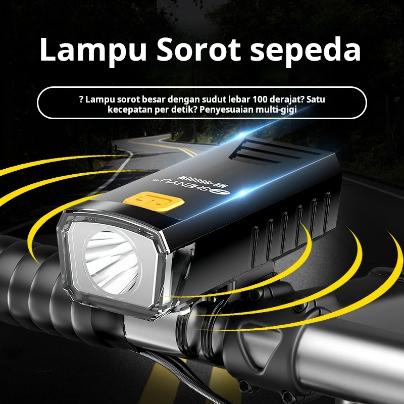 Jual Lampu depan sepeda dengan pengisian daya USB, lampu peringatan ...
