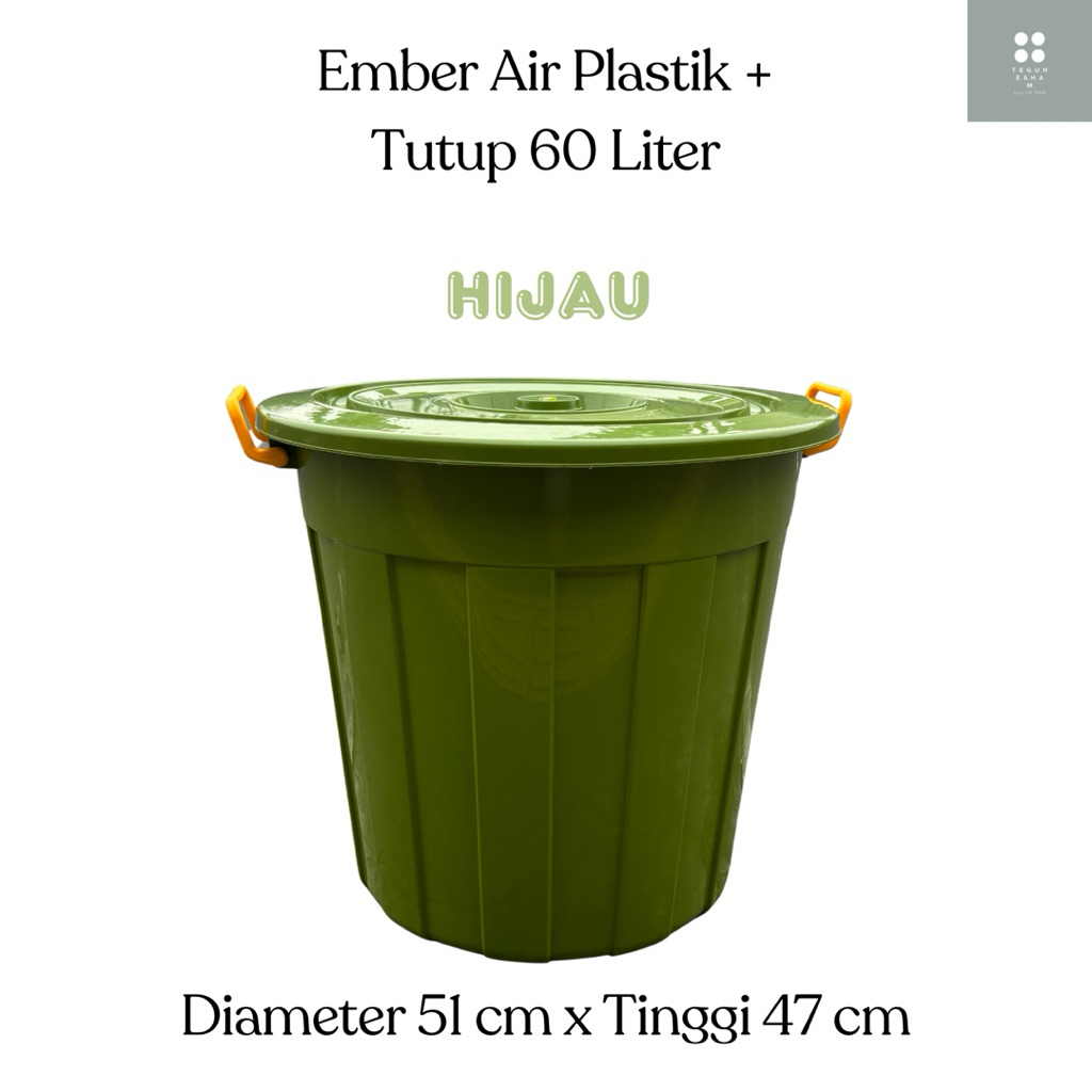 Jual WARNA HIJAU - EMBER AIR PLASTIK + TUTUP 60 LITER WARNA / EMBER ...