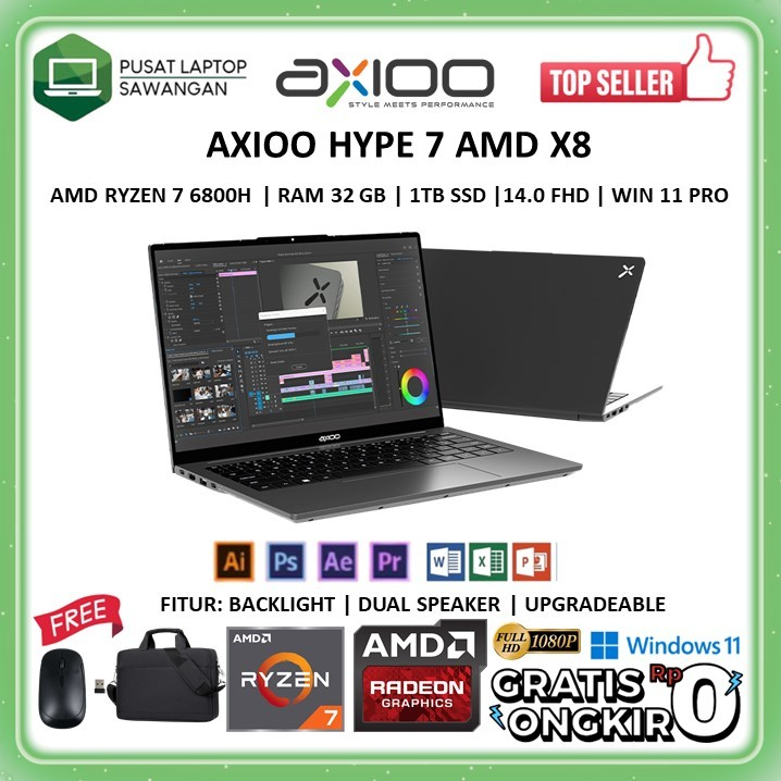 Jual Laptop Gaming Axioo Hype 7 X8 AMD Ryzen 7 6800H RAM 16GB 512GB SSD ...