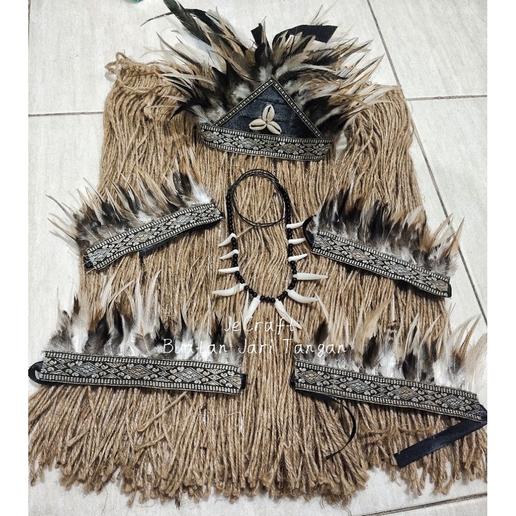 Jual Kostum adat Papua Pedalaman lengkap Mahkota Bulu Kerang untuk Tari ...