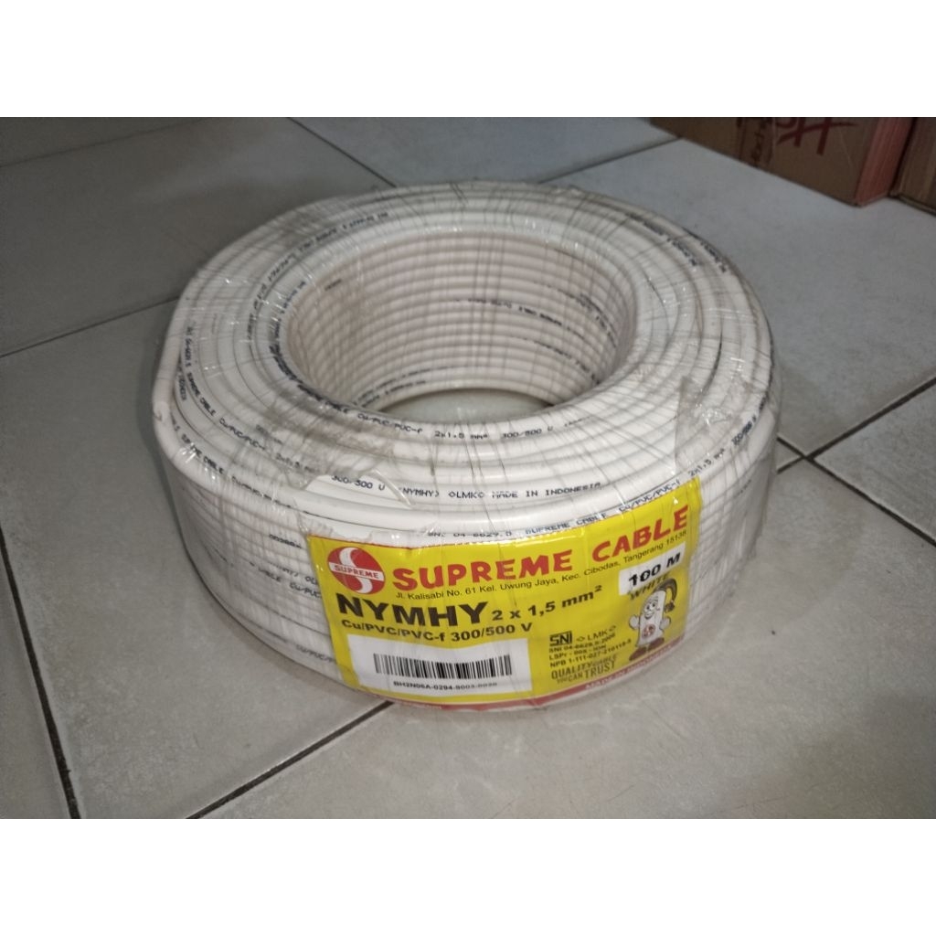 Jual KABEL LISTRIK SUPREME NYMHY 2X1,5MM 2 X 1,5 mm SERABUT Jual Per Meter Original SNI | Shopee ...