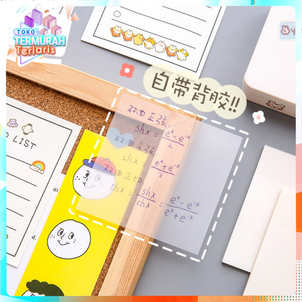 Jual TTT Set Kertas Notes Transparan 50 Lembar Label Stickers PET Tahan ...