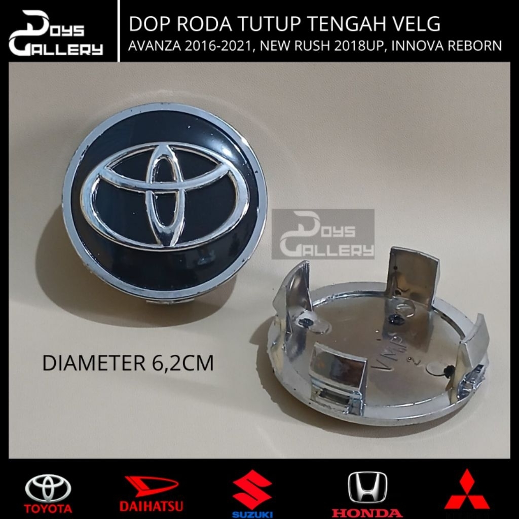 Jual DOP RODA TUTUP VELG TENGAH MOBIL TOYOTA DIAMETER 6,2CM AVANZA 2016-2021, NEW RUSH 2018UP ...