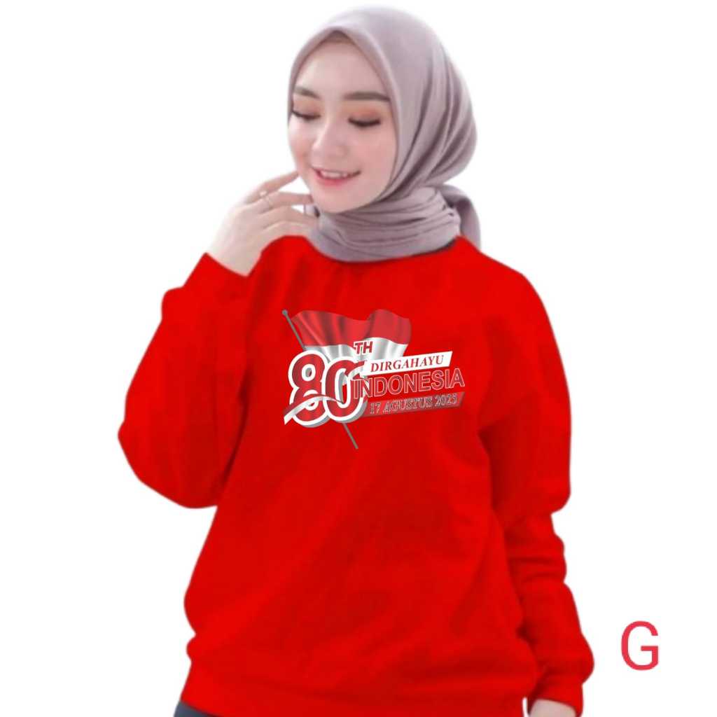 Jual Baju Kaos 17 Agustus 2025 Wanita Lengan Panjang Hut RI Kemerdekaan Indonesia/Dirgahayu RI ...
