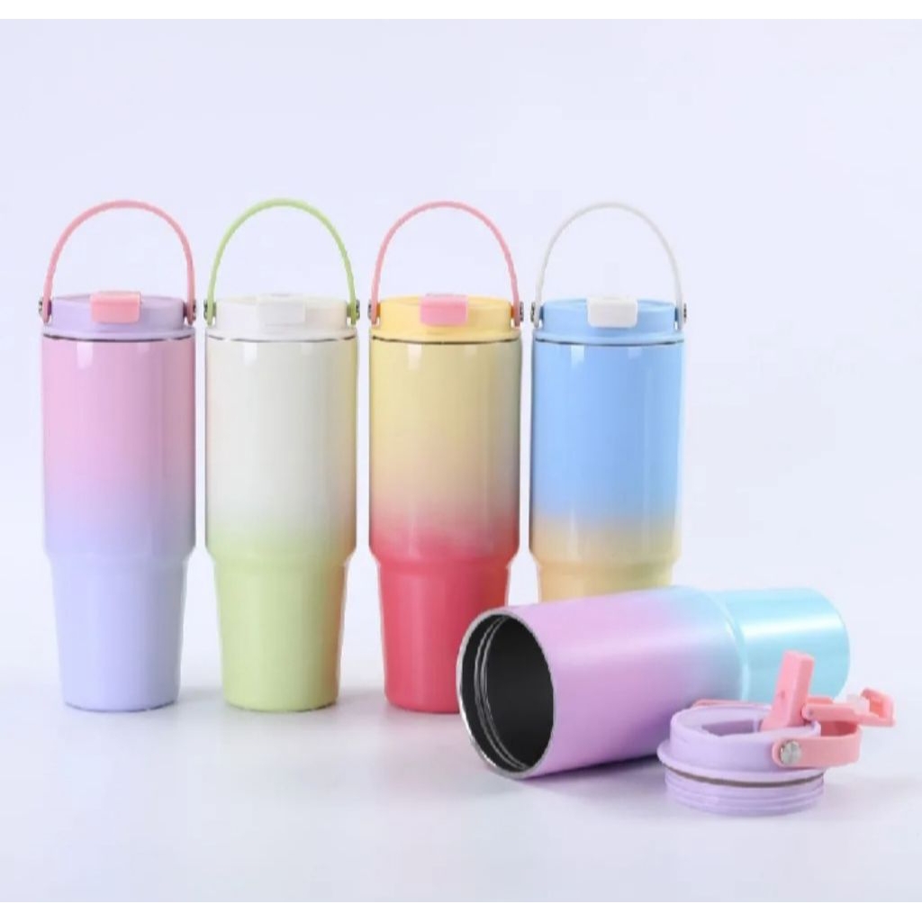 Jual Tumbler stenlis steel tahan panas dingin white hendle white ...