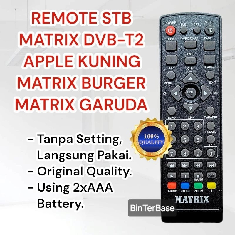 Jual Remote remot STB DVB T2 MATRIX Apple Kuning matrix burger garuda digital receiver KW ...