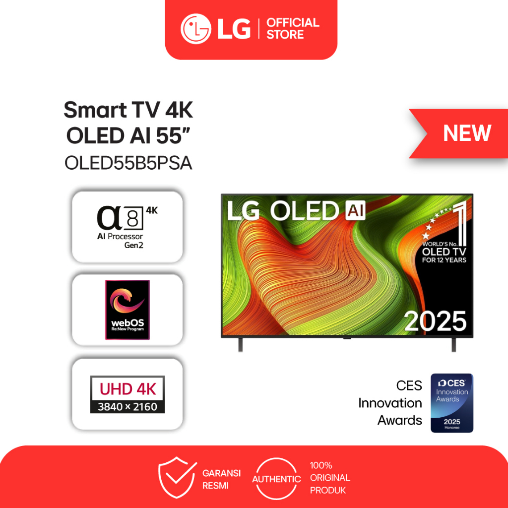 Jual LG Smart TV 4K 55 inci OLED AI B5 2025 - Ultra Slim - Magic Remote - alpha 8 AI Processor ...