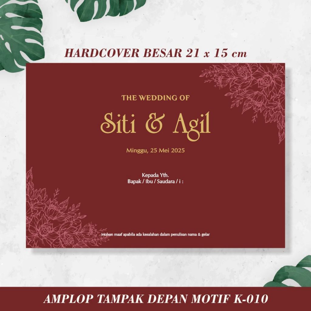 Jual undangan premium hardcover besar maroon undangan pernikahan ukuran ...