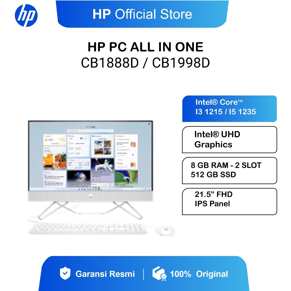 Jual HP PC ALL IN ONE INTEL CORE I3 1215 8GB 512GB 23.8 FHD IPS WIN11 ...