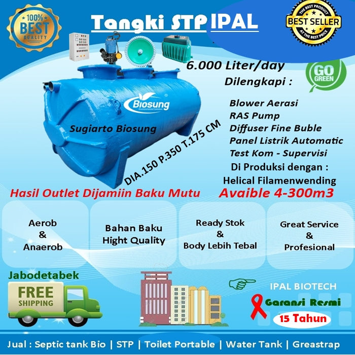 Jual SEPTIC TANK BIO IPAL STP BIOTECH 6000 LITER, IPAL BIOSUNG, STP ...