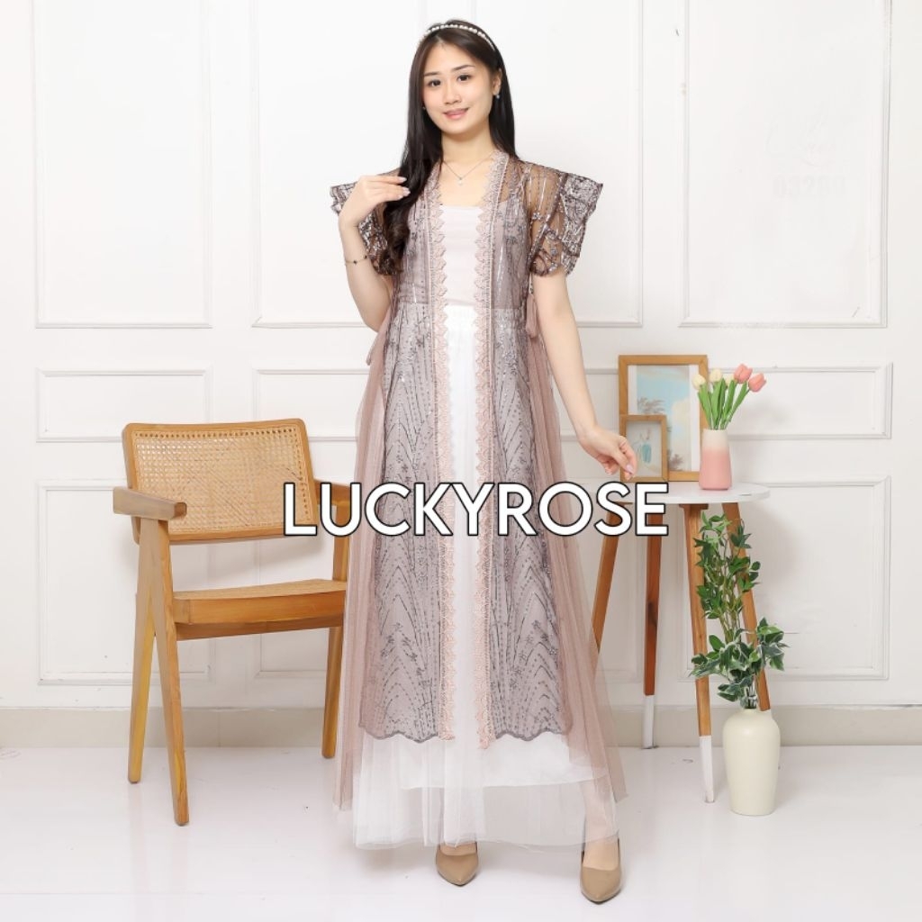 Jual Samoza Outer Brukat Outer Tille Payet Layer Rumbai Cardigan Brokat ...