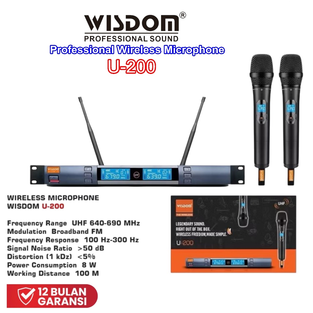 Jual Mikrofon Wireless Wisdom U200 Mic Wireless Wisdom U-200 | Shopee ...
