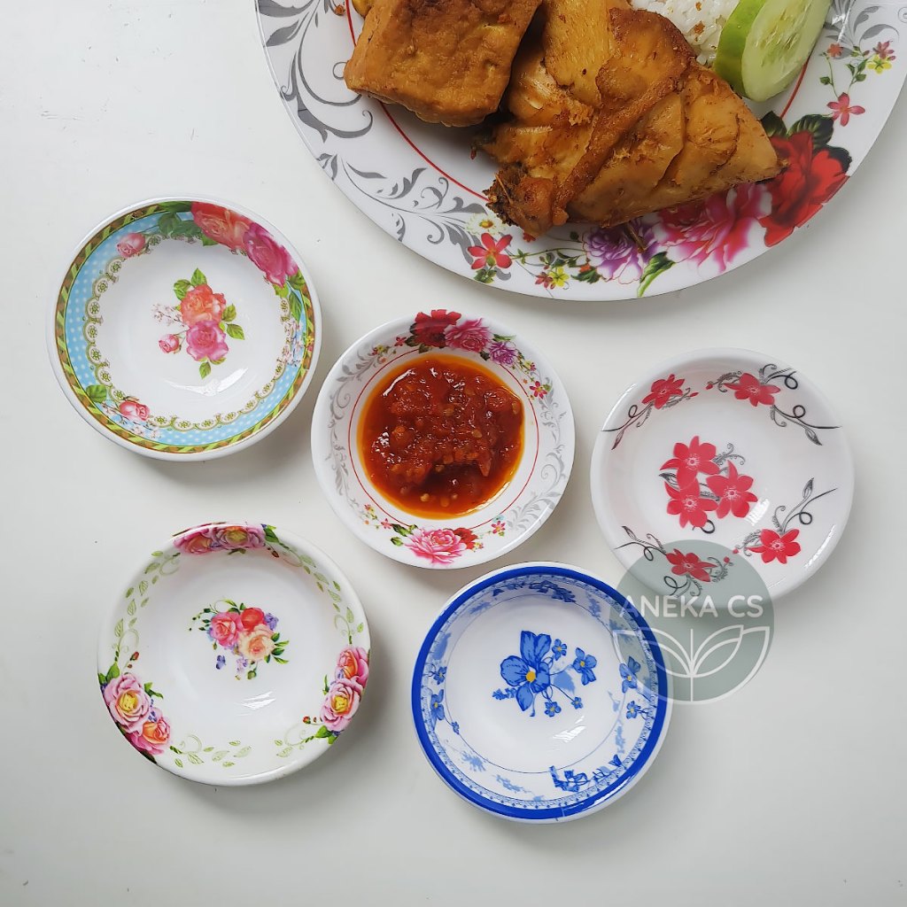 Jual Piring Sambel Melamin - Piring Motif Bunga - Piring Kecil Melamin ...