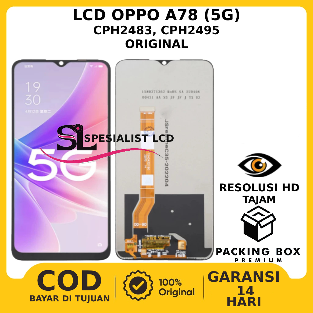 Jual LCD TOUCHSCREEN OPPO A78 (5G) ORIGINAL FULLSET GARANSI FREE LEM ...