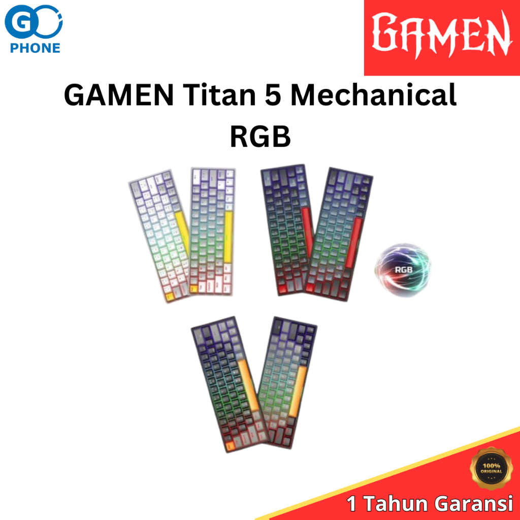 Jual GAMEN Titan 5 Keyboard Gaming Mechanical 60% Layout Pluggable RGB ...