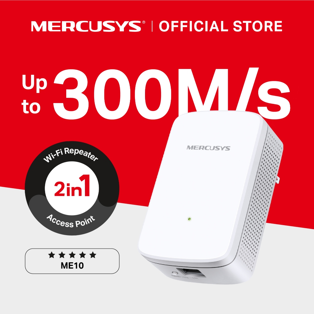 Jual Mercusys | ME10 | 300Mbps Wi-Fi Repeater | 2.4Ghz | 10/100Mbps LAN ...